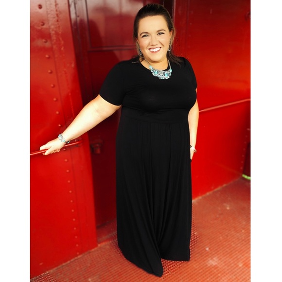 Dresses | 3x Plus Size Fit And Flare Black Maxi Dress | Poshmark